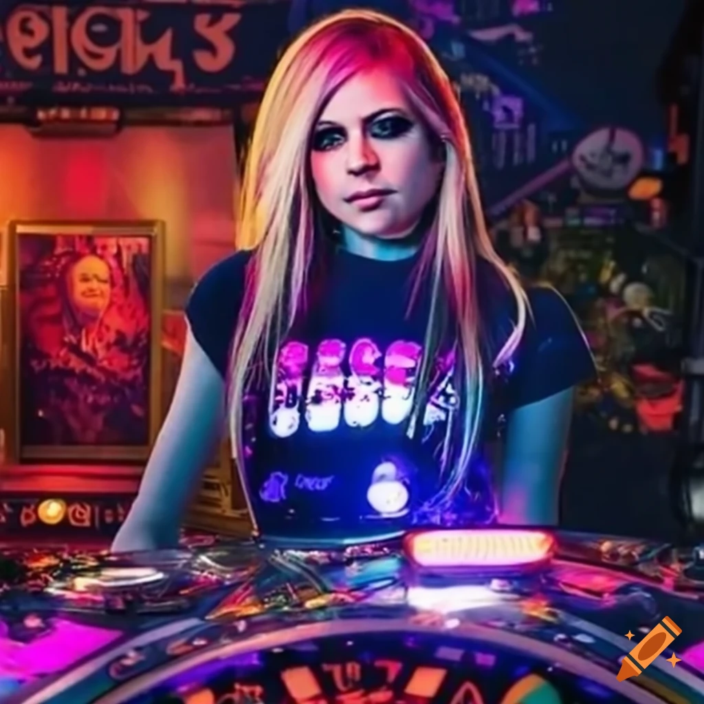 Avril lavigne themed pinball table on Craiyon