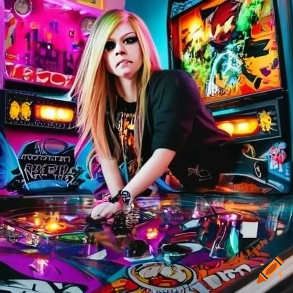 Avril lavigne themed pinball table on Craiyon