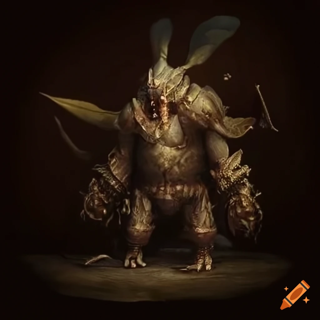 Insect knight infected by a parasitic mushroom on Craiyon