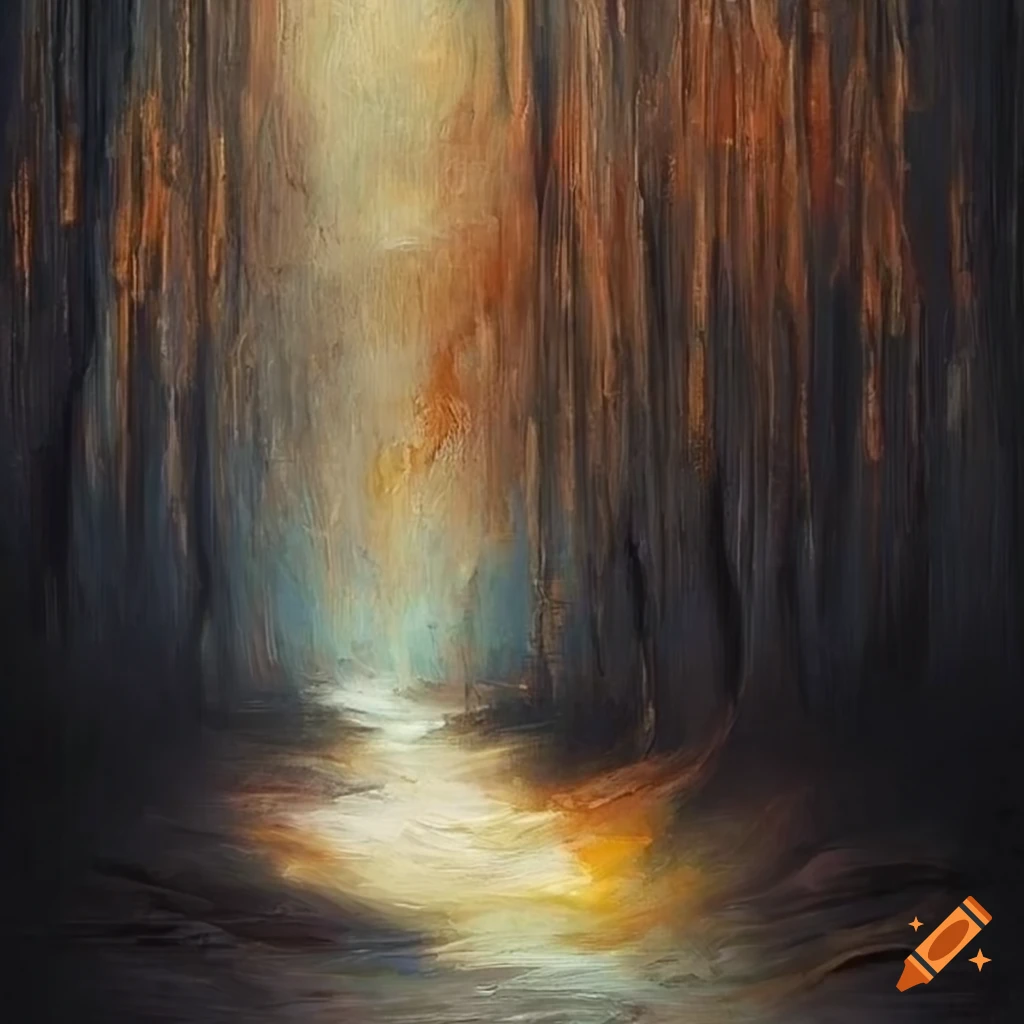 High resolution ethereal oil painting of a path clearing on Craiyon