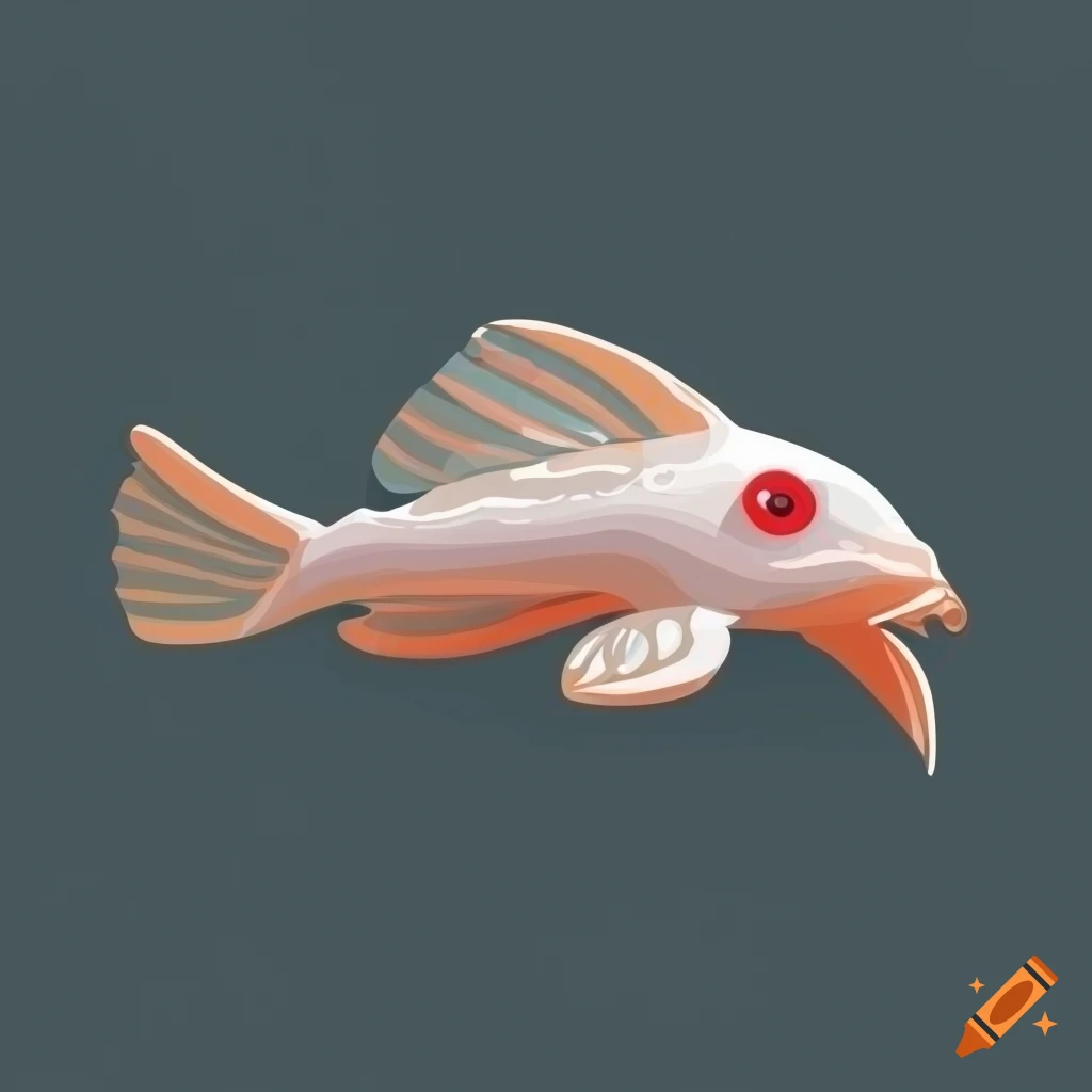 Cute albino pleco fish in simple vector art style on Craiyon