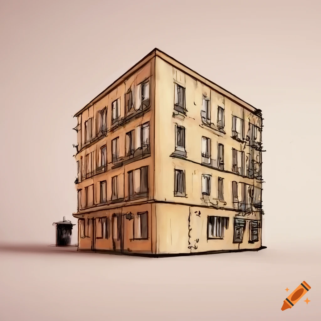 Architectural sketch layout of prefab tenement by Schinkel on a street ...