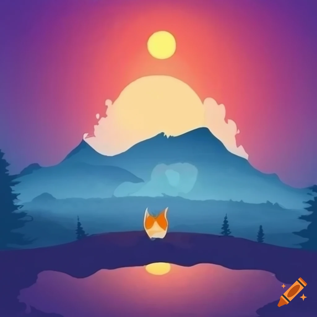 Fantasy landscape with a cat on Craiyon