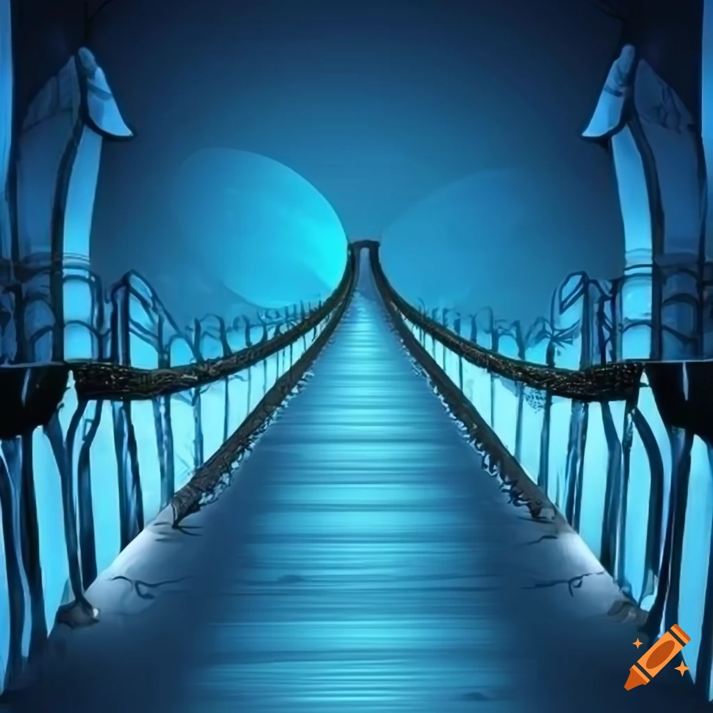 Fantasy abstract blue bridge on Craiyon