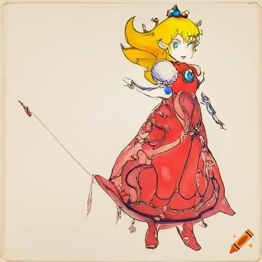 Full-length portrait of Princess Peach, Final Fantasy concept art by ...