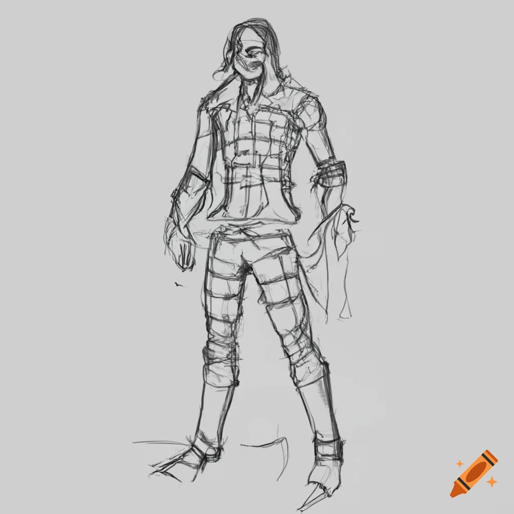Full body character sketching view on Craiyon