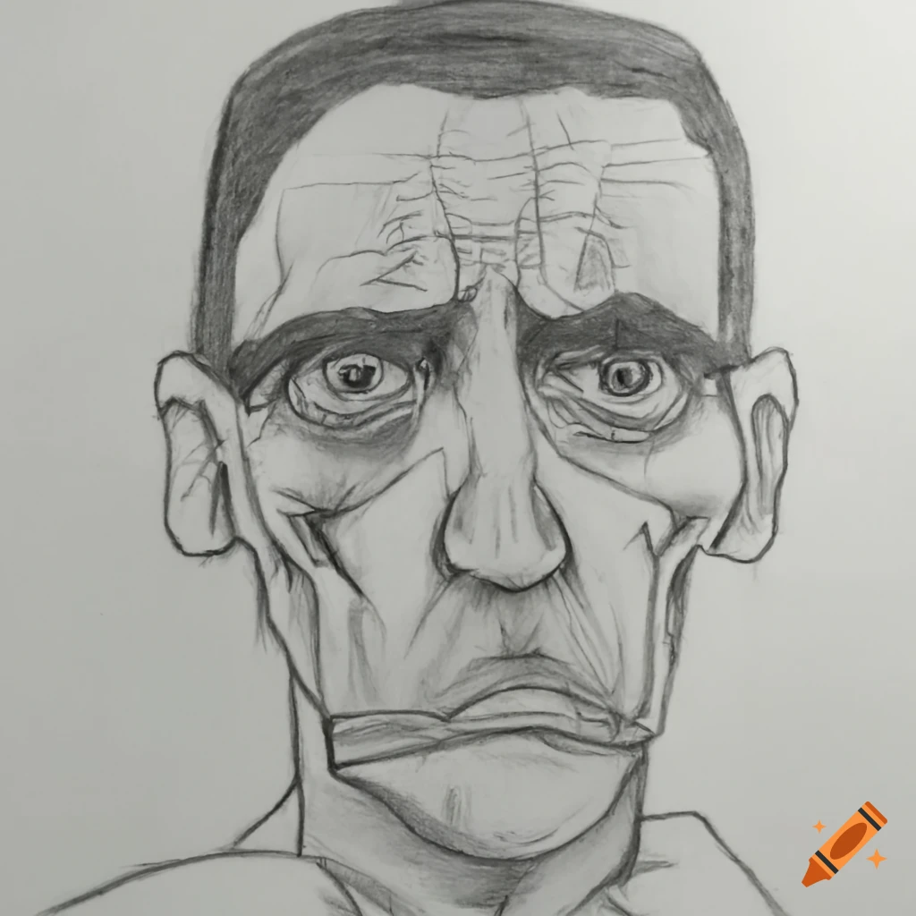 Pencil drawing of gman from half life on Craiyon