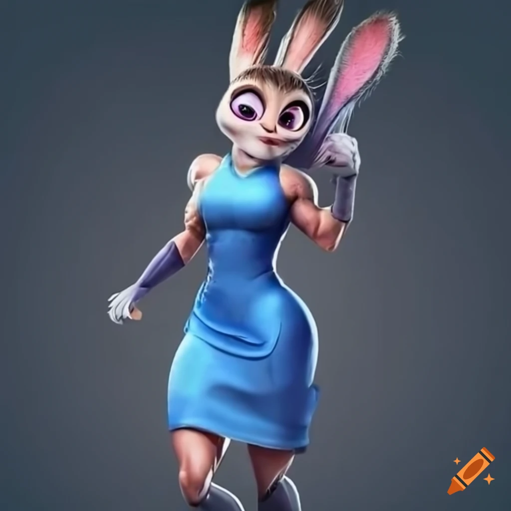 Judy Hopps In A Blue Dress With Large Claws On Craiyon