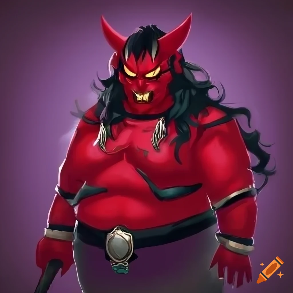 Charming red oni character on Craiyon