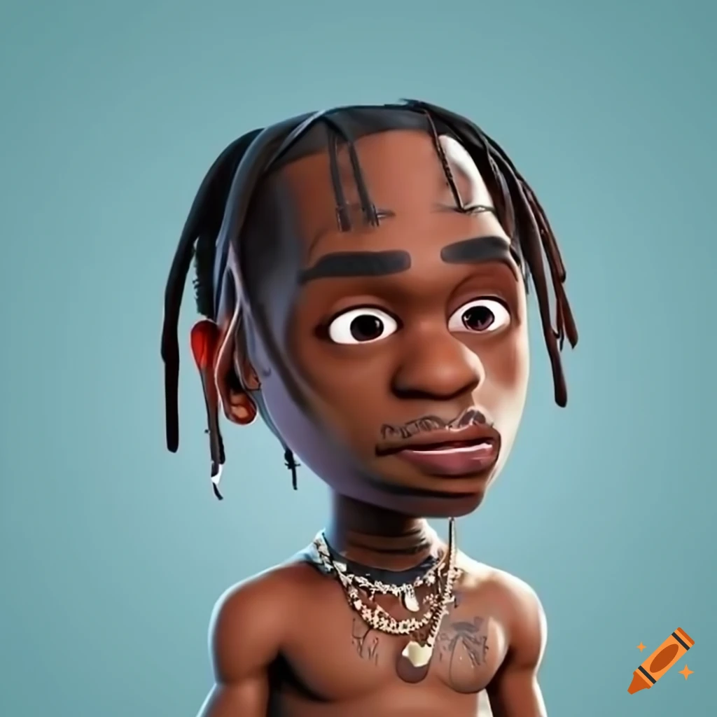 Animated 3d character of travis scott on Craiyon