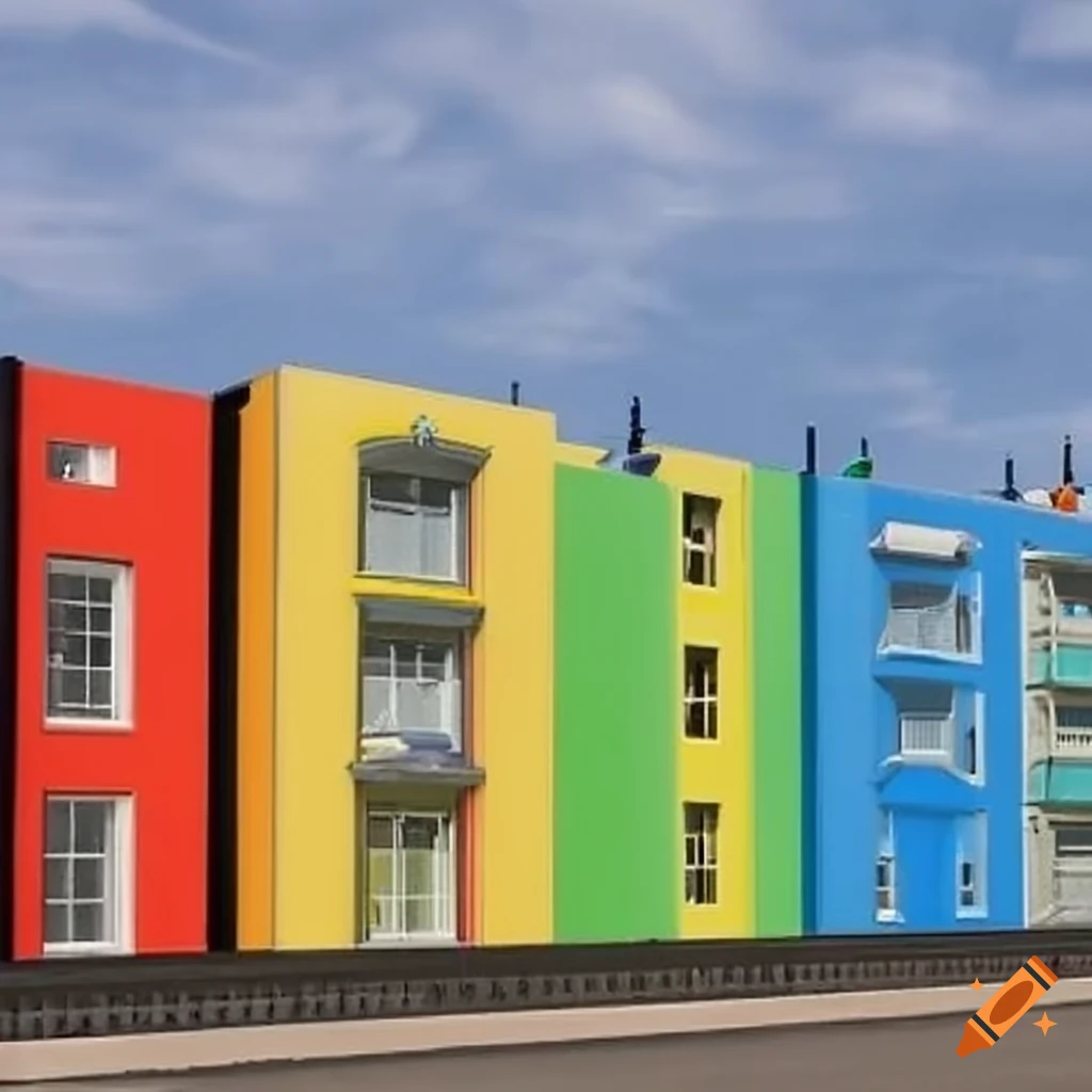 Colorful plastic buildings on Craiyon