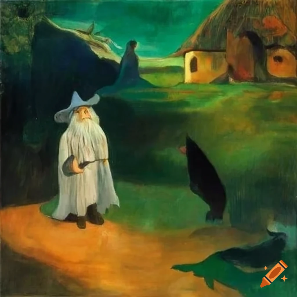 Gandalf arriving at the Shire in a painting inspired by the Lord of the ...