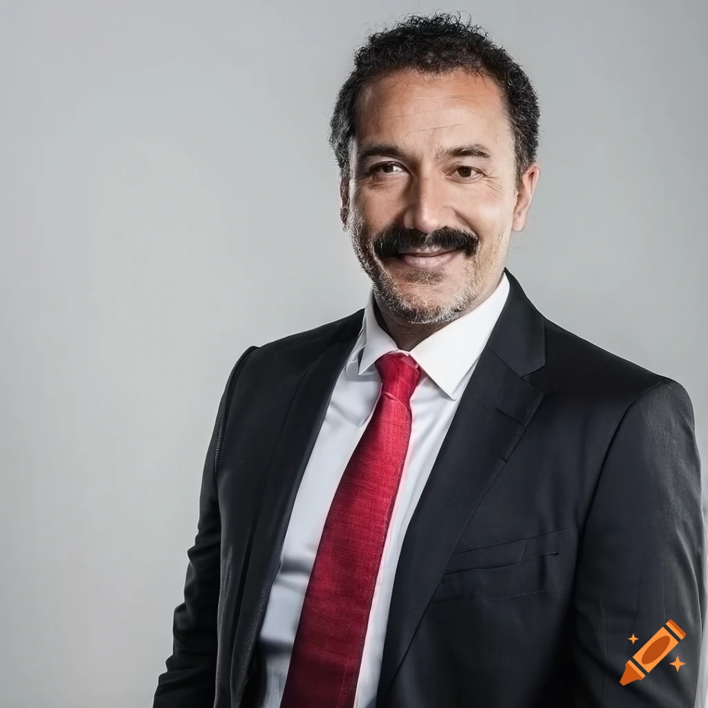 Portrait of Jacques Pierre, French soccer manager in black suit and red ...