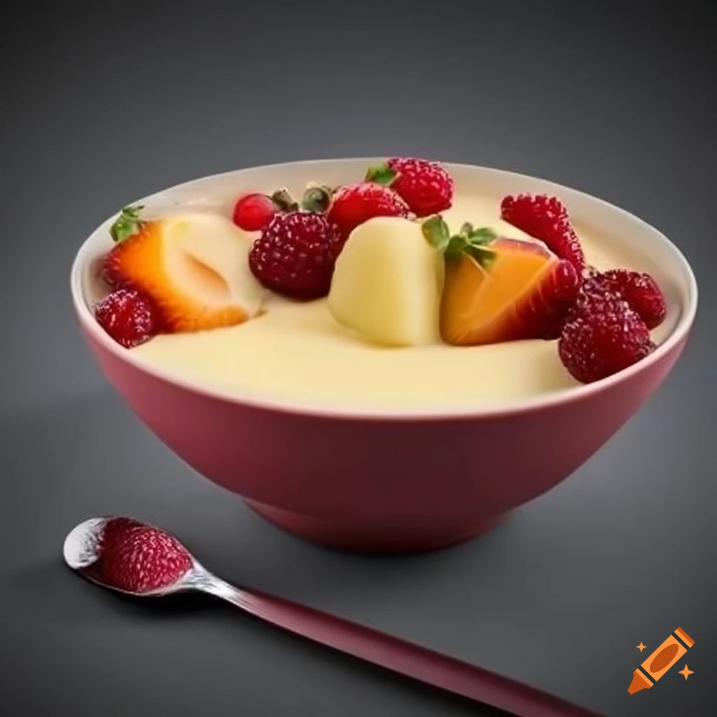 Custard bowl with fruits on Craiyon