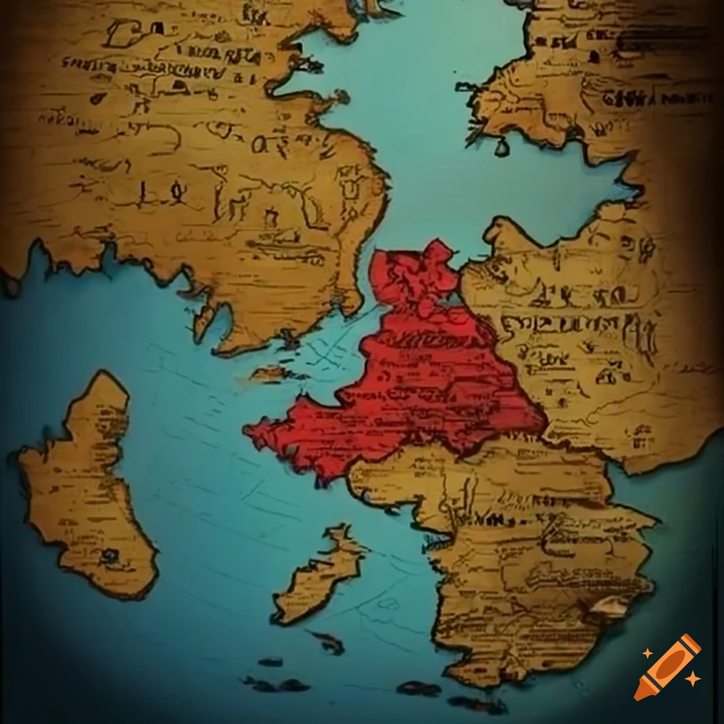 Map of a fictional country inspired by Saxon England on Craiyon