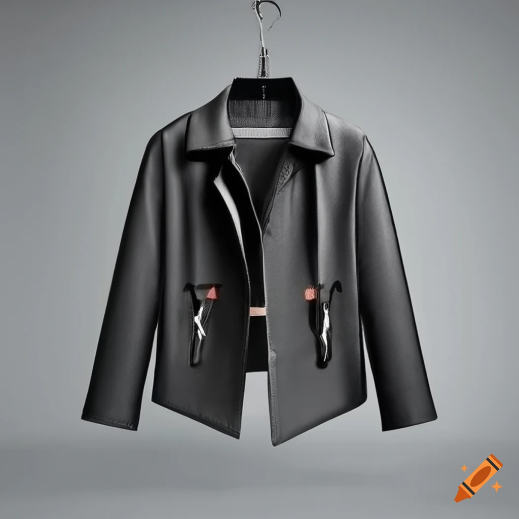 Short black graphic women's jacket with 4d square pocket oversized on ...