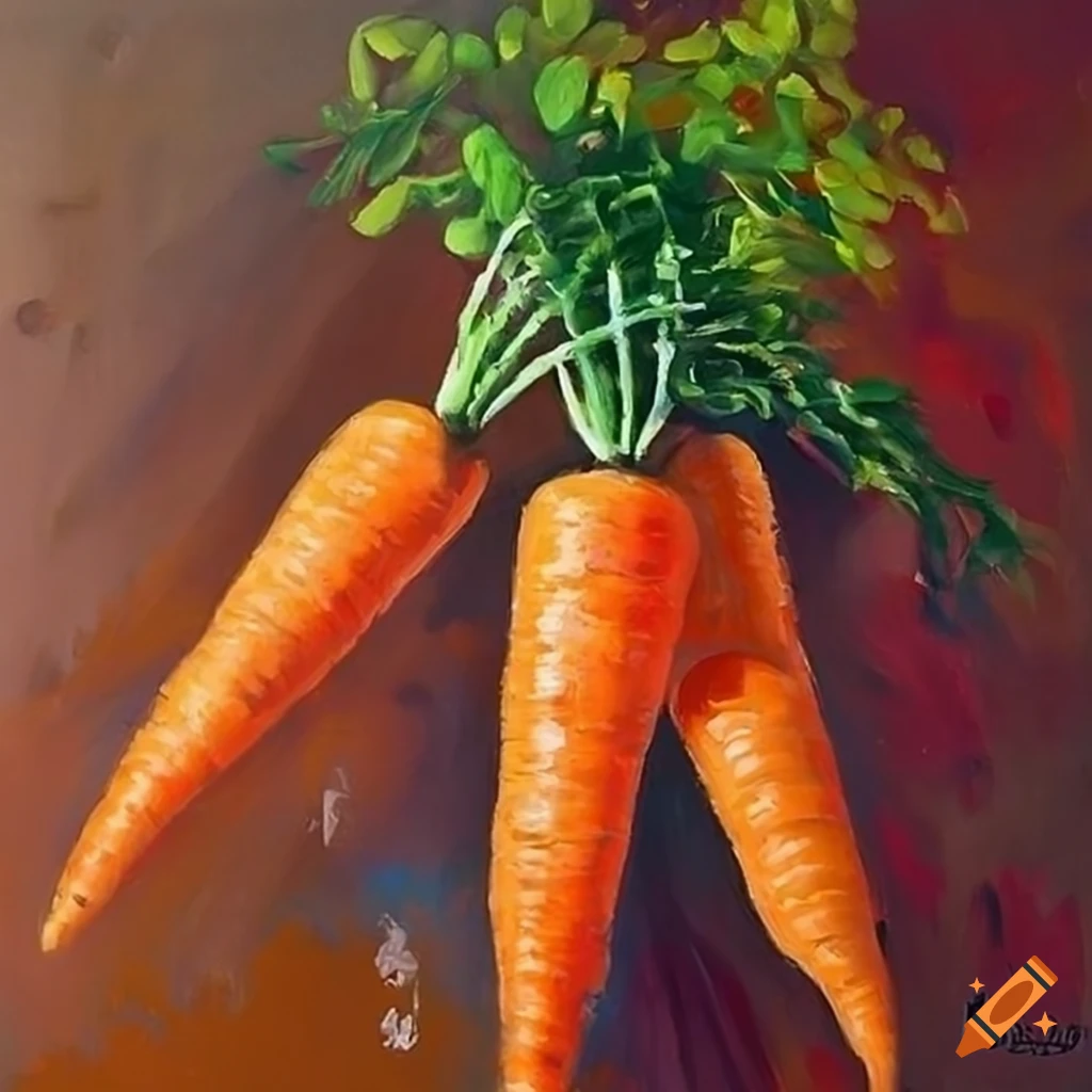 Oil paintings of carrots on Craiyon