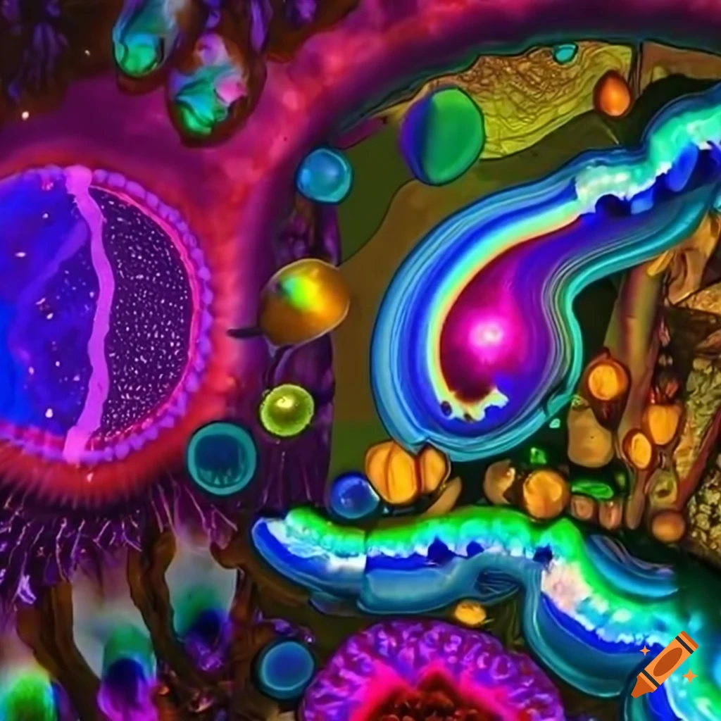 Alien Planet with glowing rivers, mystical statues, and purple plants ...