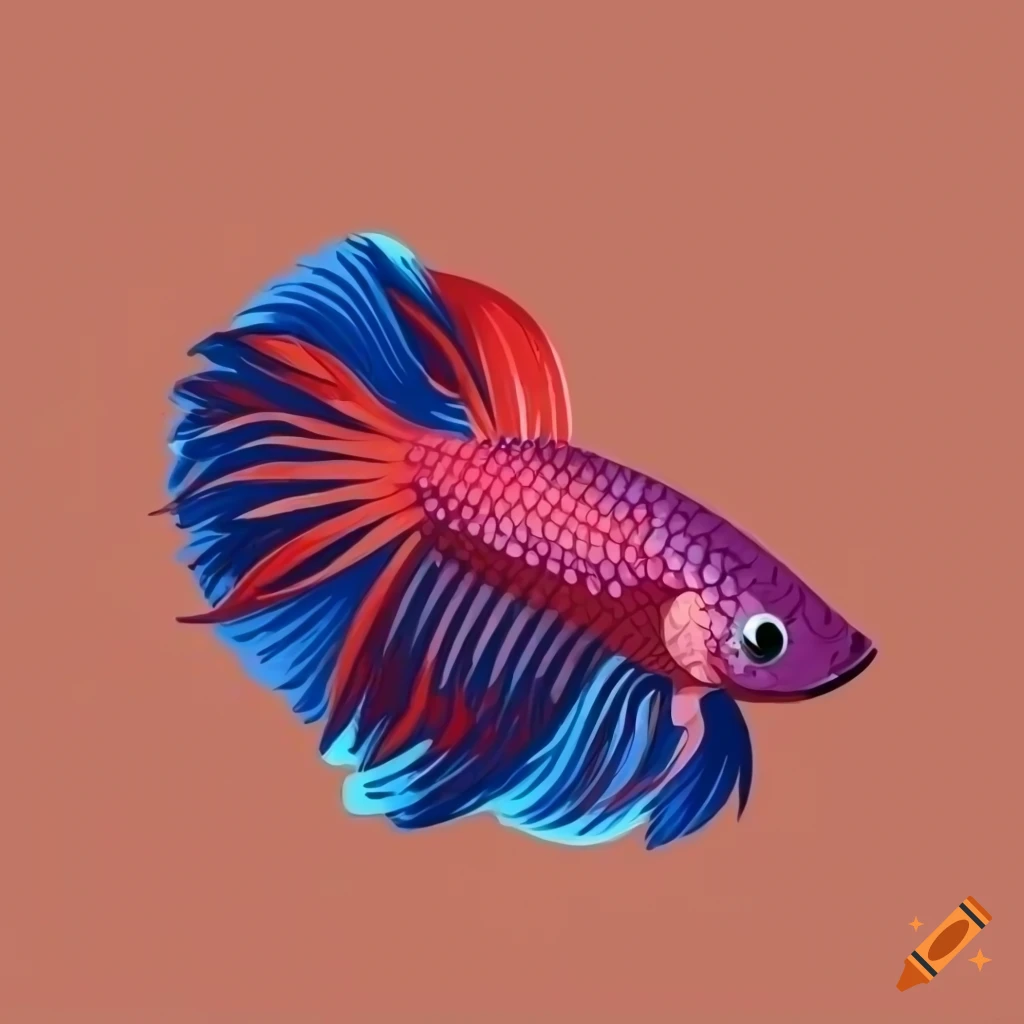 Minimalistic cute betta fish in simple vector shapes on Craiyon