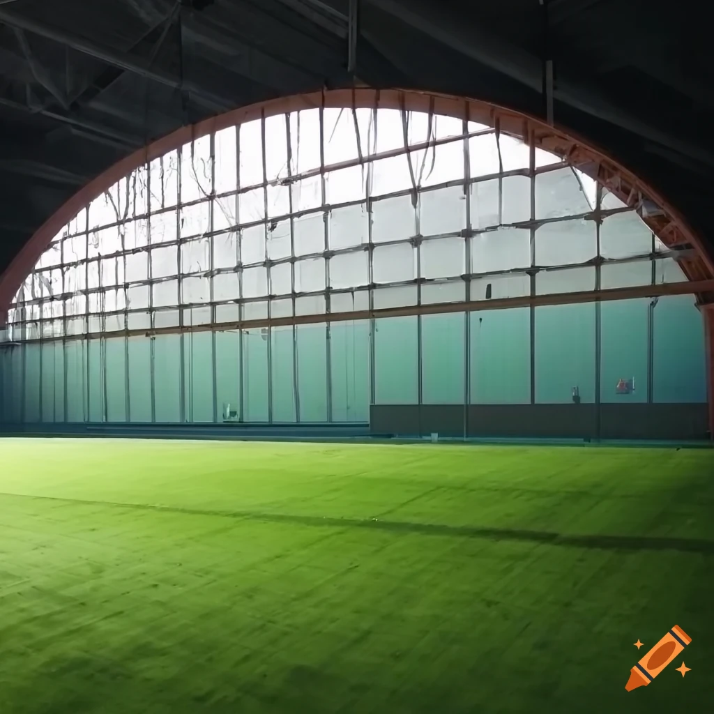 Monumental industrial hangar with multiple translucent textile roofs ... Monumental industrial hangar with multiple translucent textile roofs ...