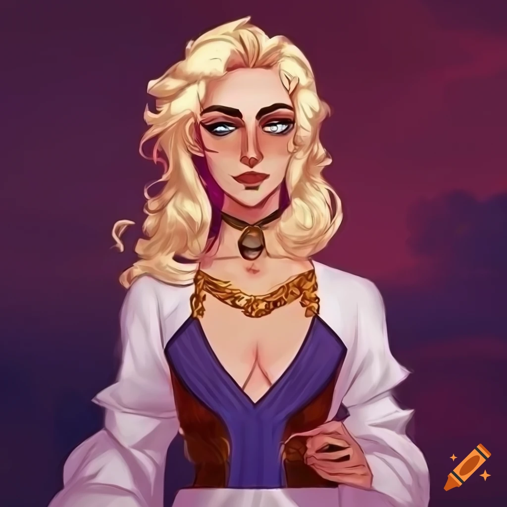 Fantasy Bard With Ashy Blonde Hair And Dark Blue Eyes In Arcana Visual