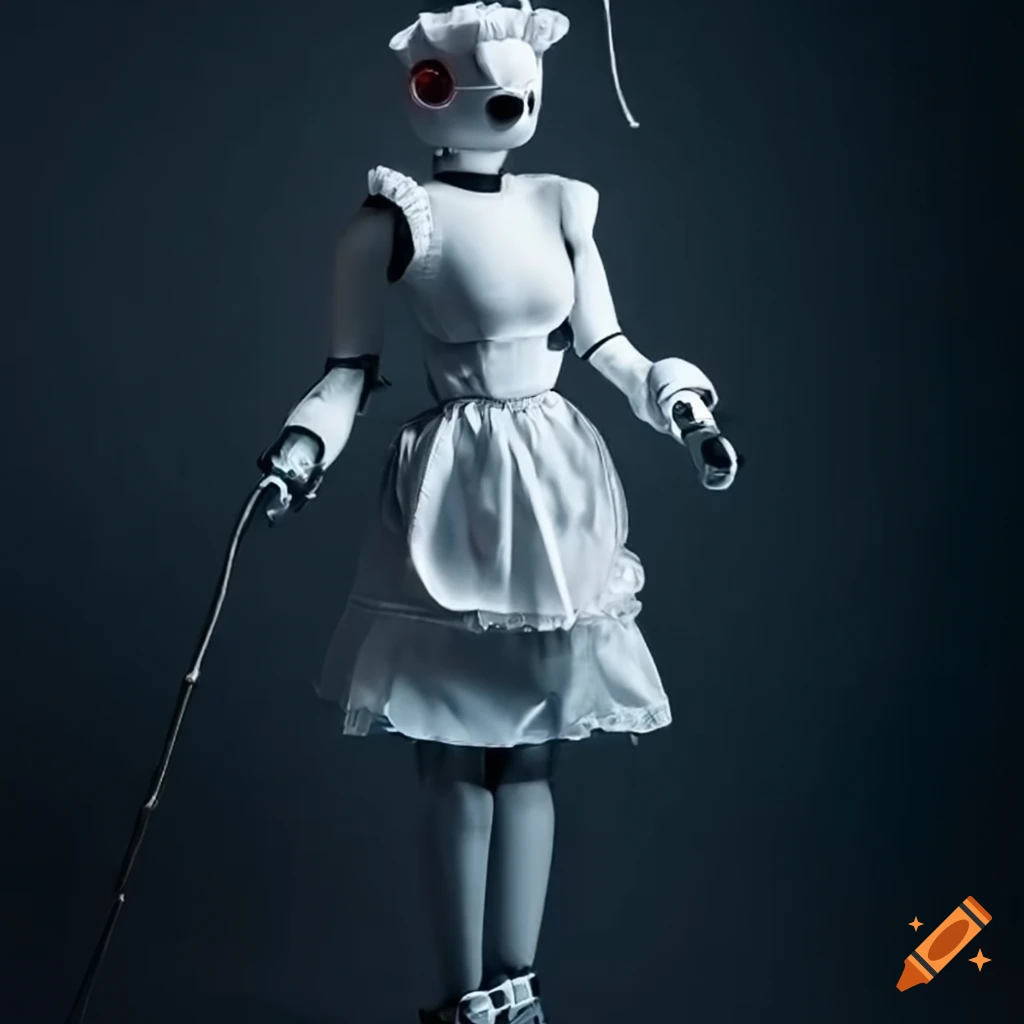 Maid robot in maid dress on Craiyon