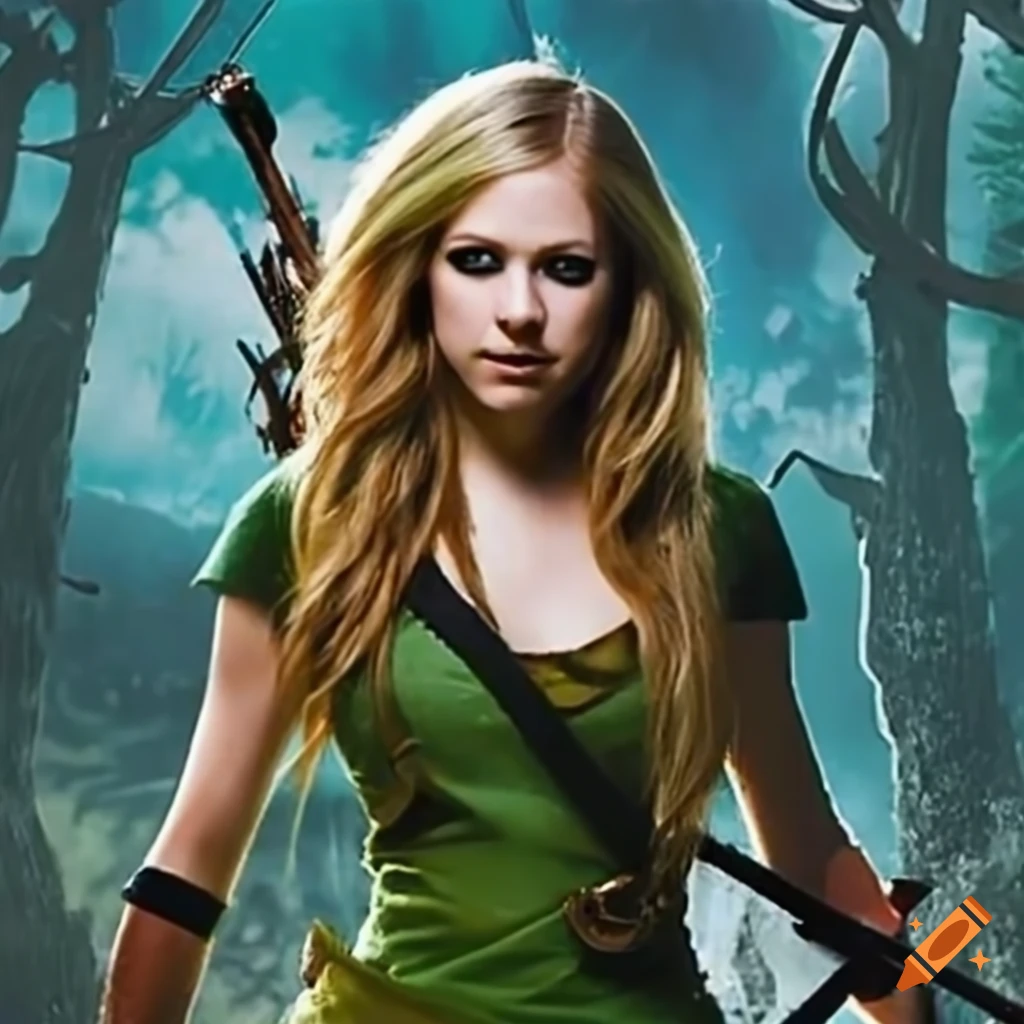 Avril lavigne portraying robin hood in a movie scene on Craiyon