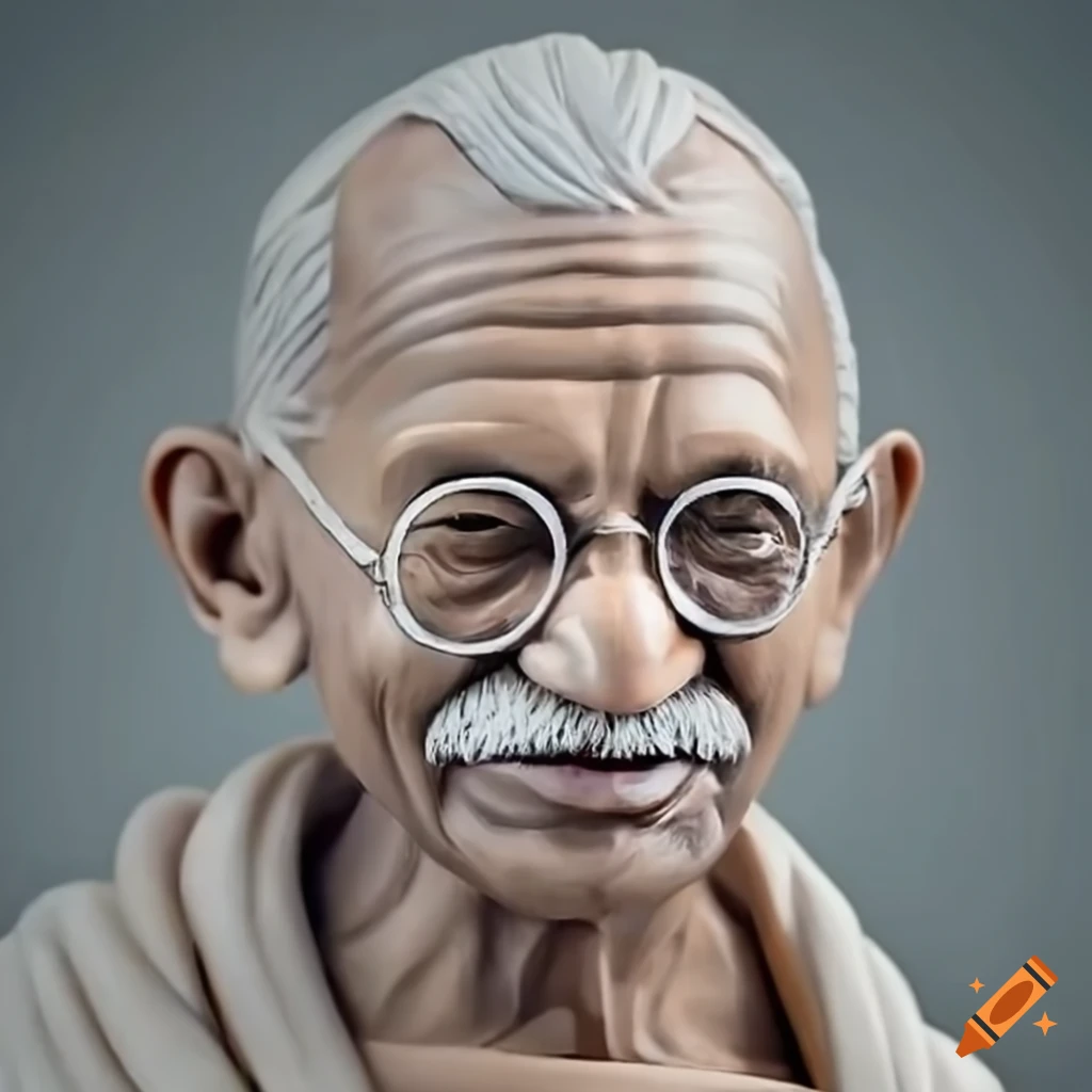 Sculpture of mahatma gandhi's majestic white hair on Craiyon