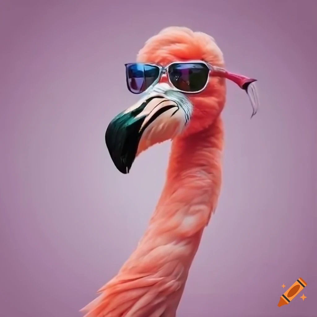 Pink Flamingo Wearing Sunglasses And A Bow Tie Facing The Camera On Craiyon