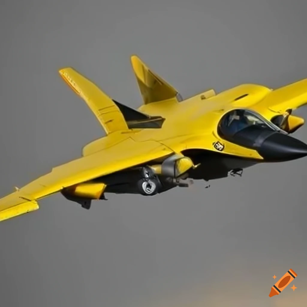 Yellow ferrari f50 next to f18 fighter jet on Craiyon