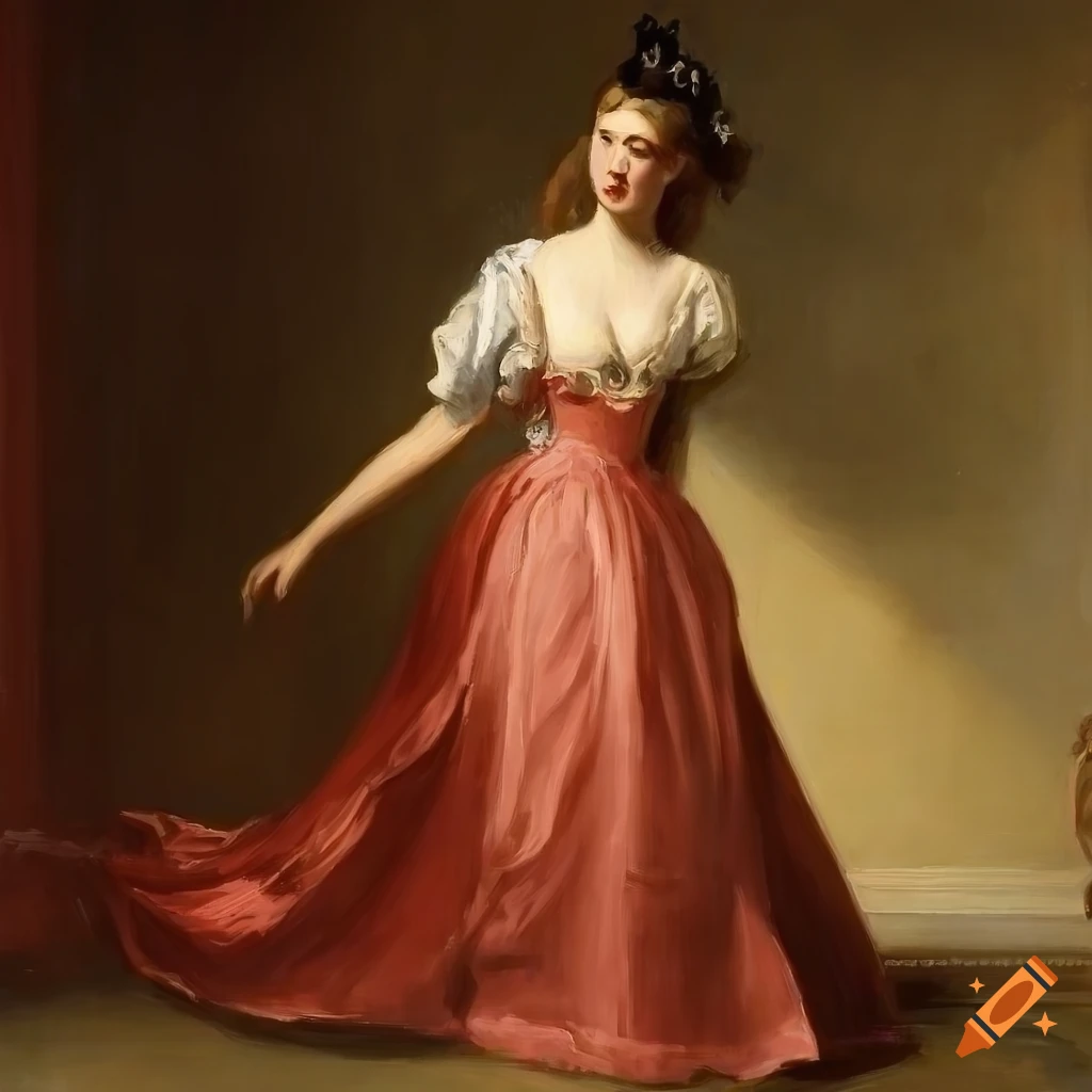Full-length portrait of Princess Peach by Albert Edelfelt in the realism movement on Craiyon