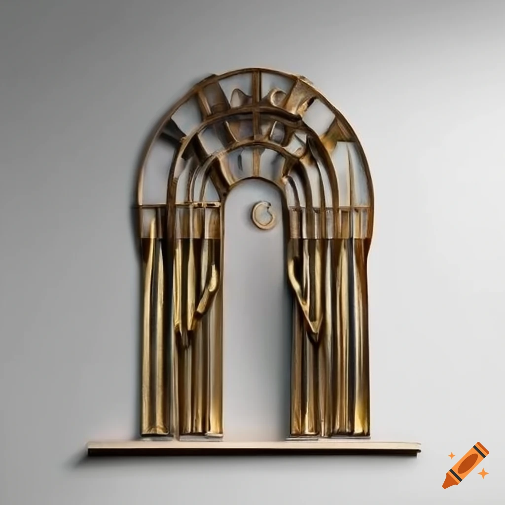 Art deco architectural sculpture on museum wall on Craiyon