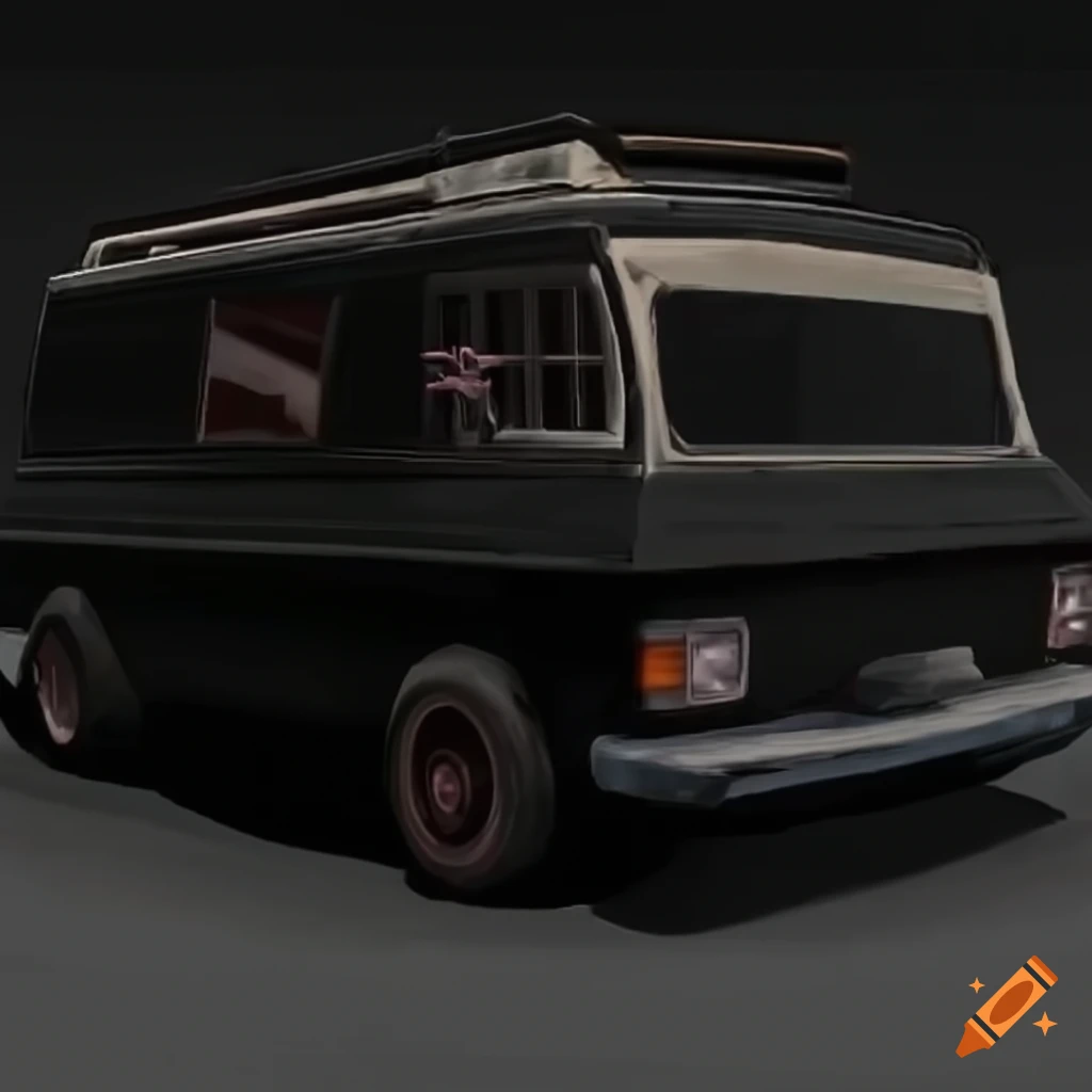 Black van in a video game on Craiyon