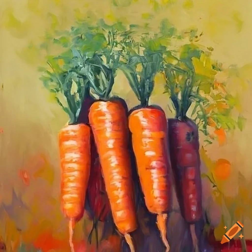 Oil paintings of carrots on Craiyon