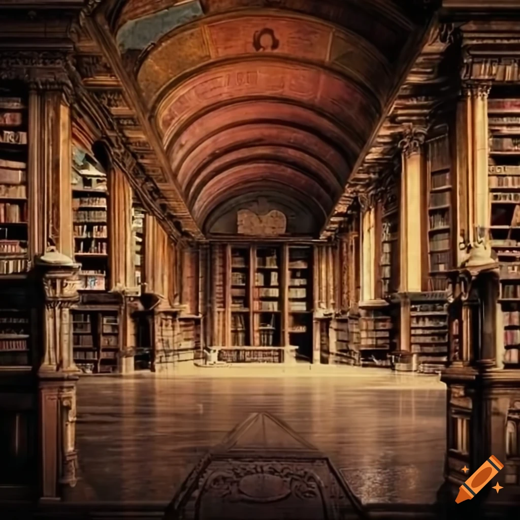 Old library in a vintage photo on Craiyon