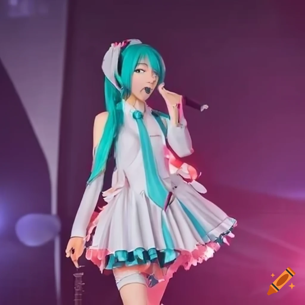 Hatsune miku performing on stage on Craiyon