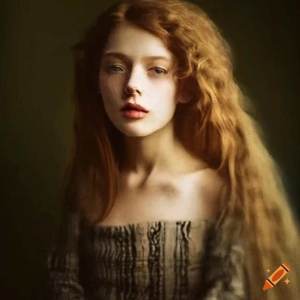 Group of pouty pre-raphaelite young ladies with long hair in the style ...