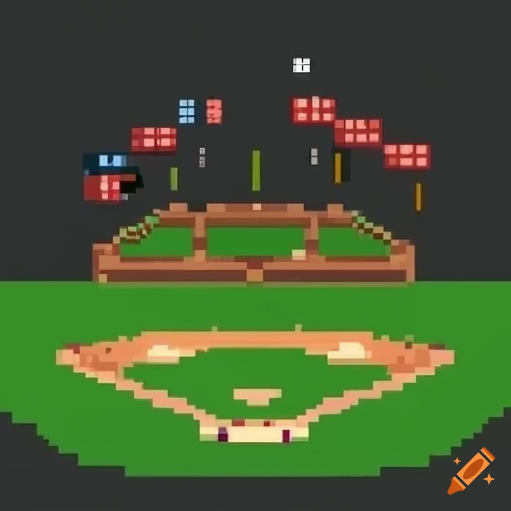 Pixel art of a baseball field on Craiyon