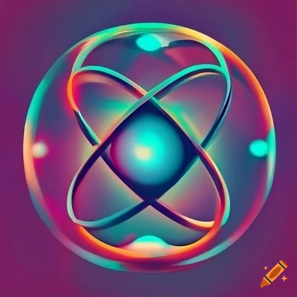 Techno style atom illustration on Craiyon