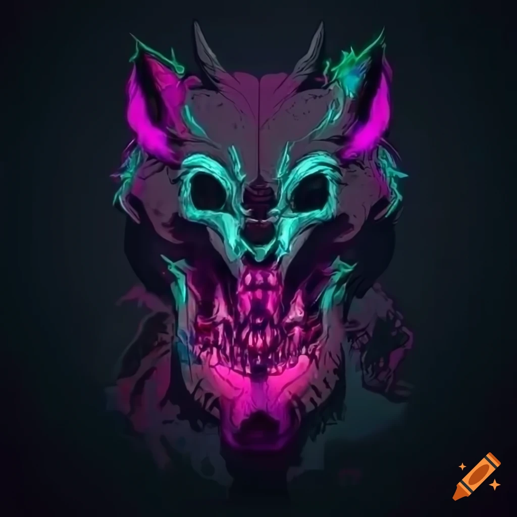 Cyberpunk wolf skull logo on Craiyon