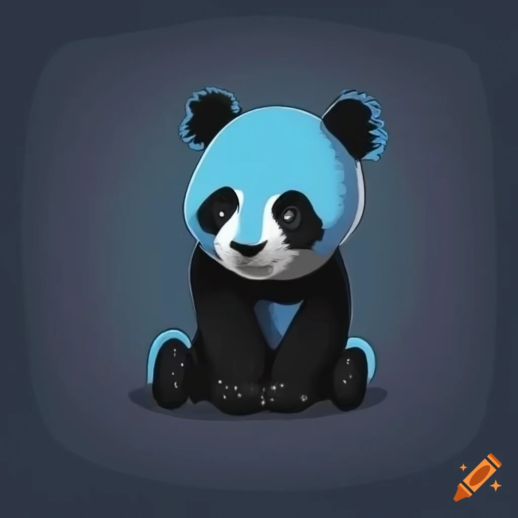 Blue panda on a blue background on Craiyon