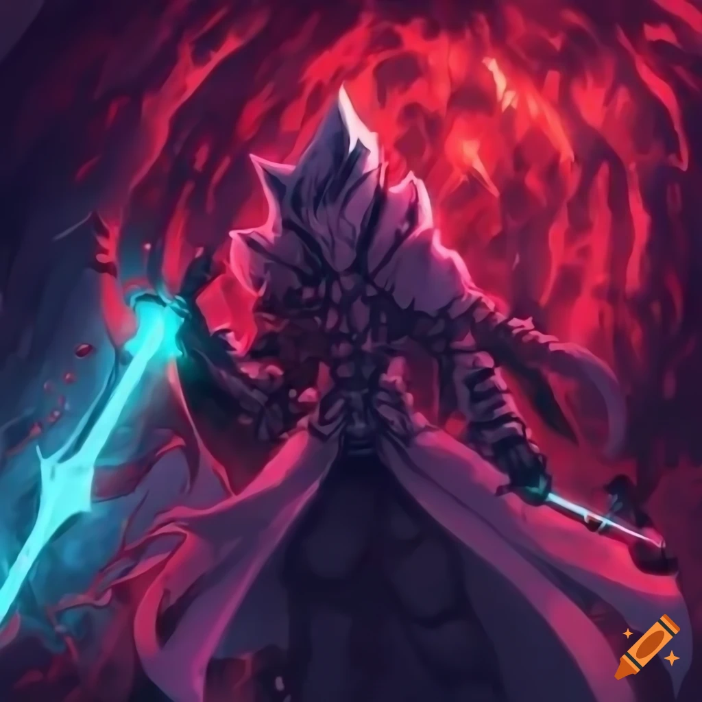 Anime art of a demon with a greatsword in an action scene on Craiyon