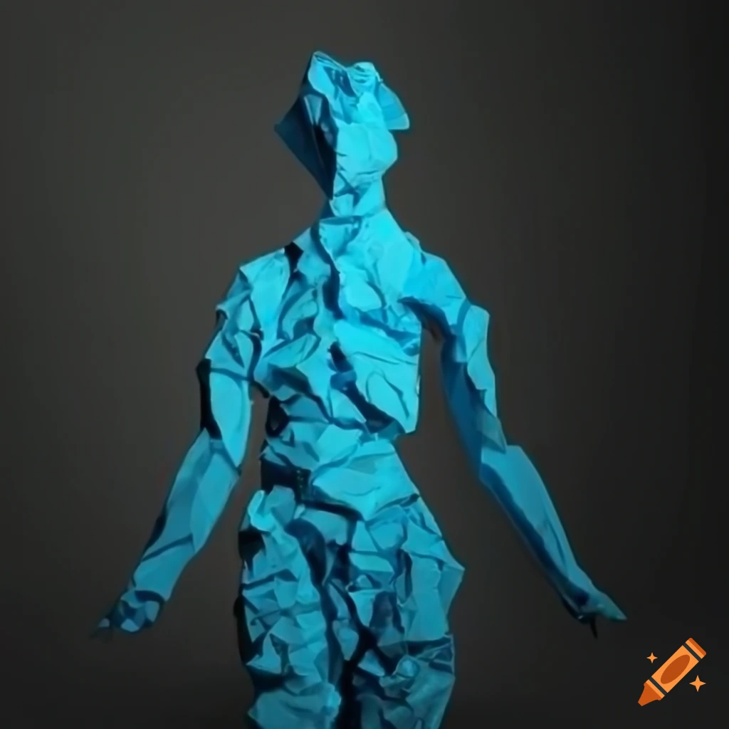 Crumpled letter morphing into human figure, lost and searching on Craiyon