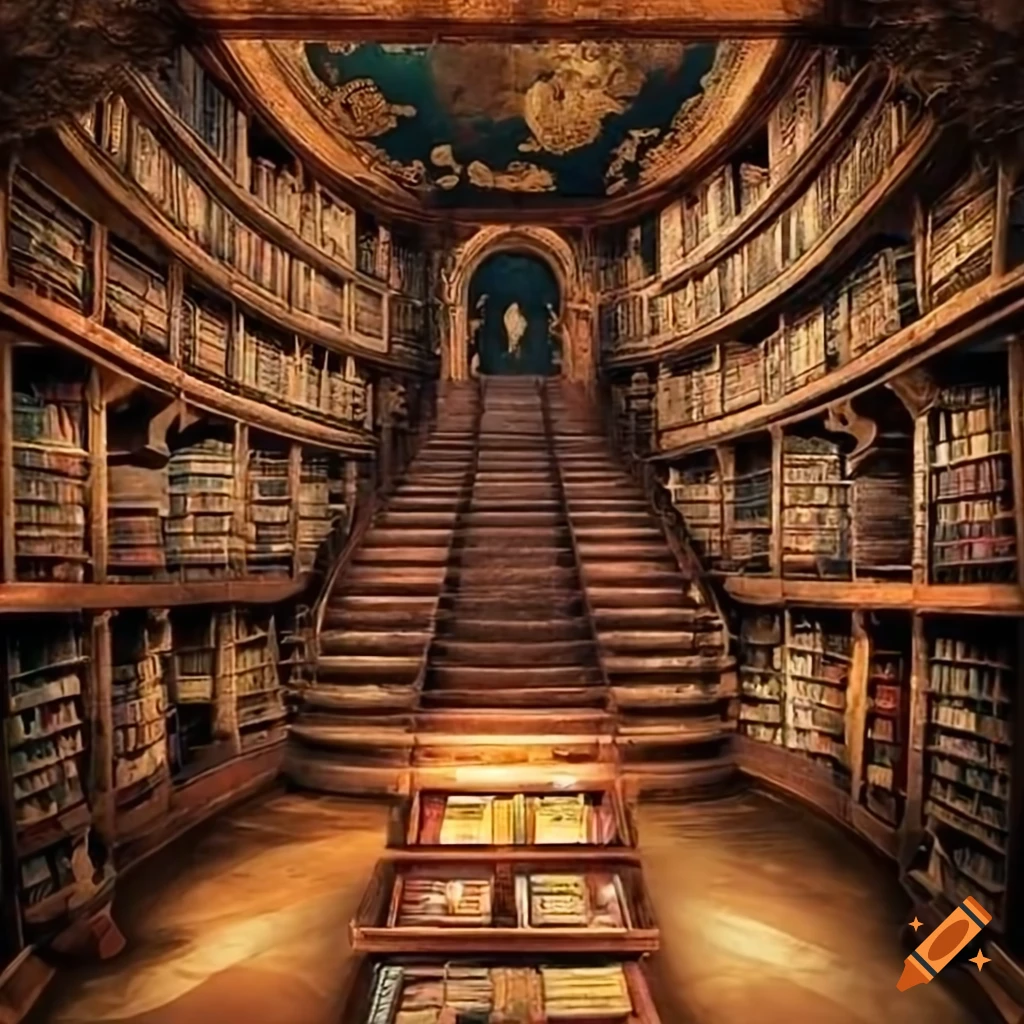 Magical library with ancient maps on Craiyon