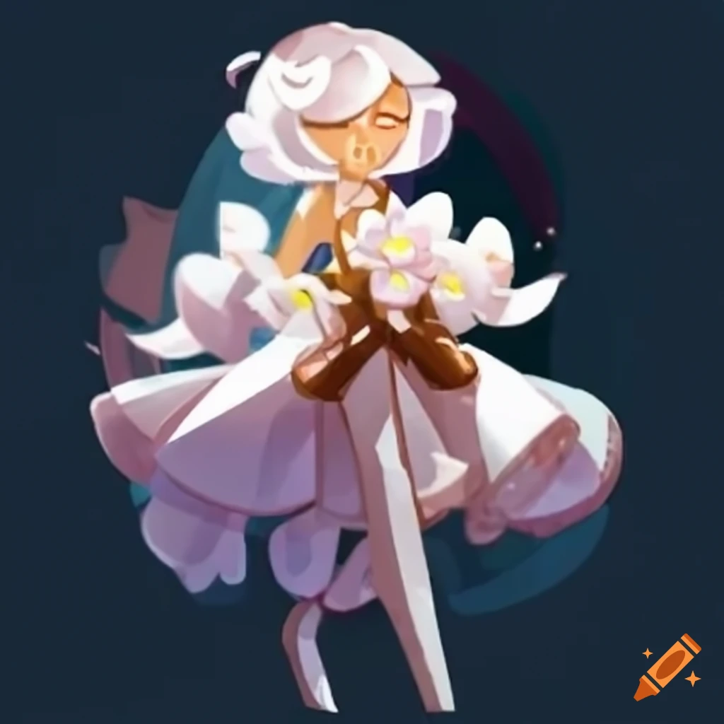 White flower cookie from cookie run on Craiyon