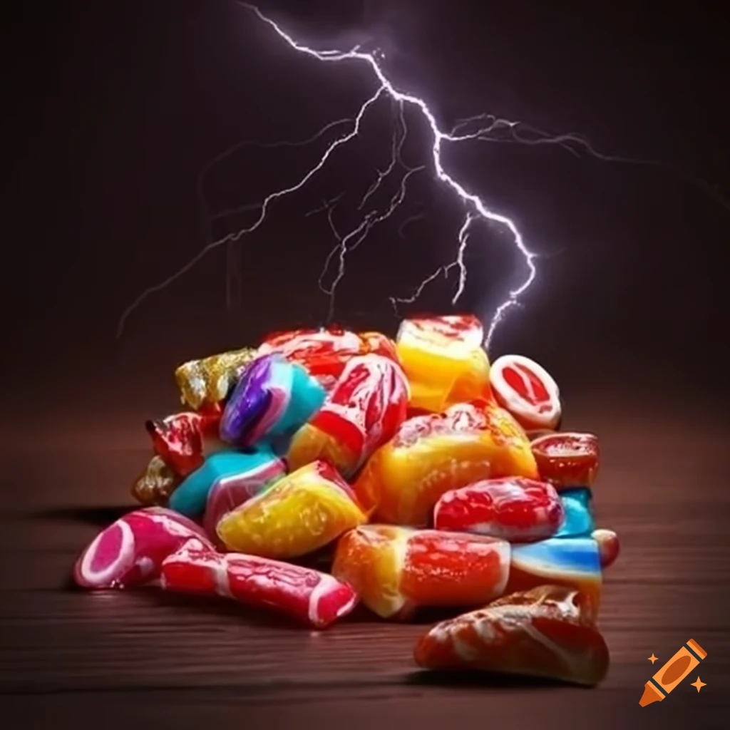 Box of candy struck by lightning on Craiyon