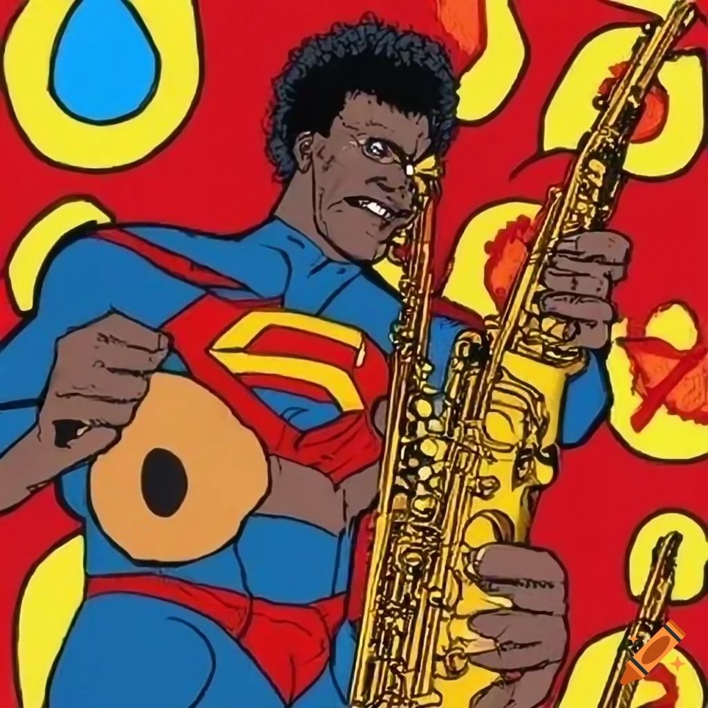 Comic book superhero with a saxophone inspired by clarence clemons on ...