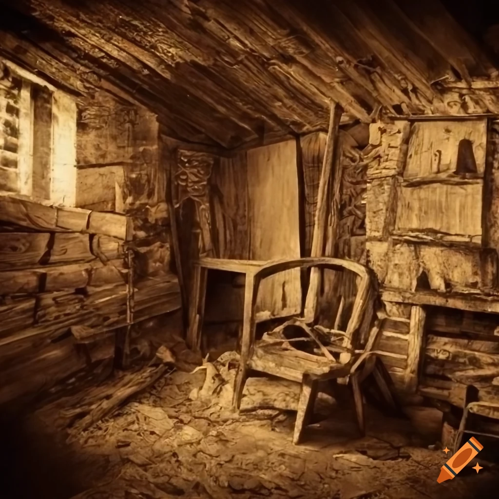 Interior of a 1800s hovel on Craiyon