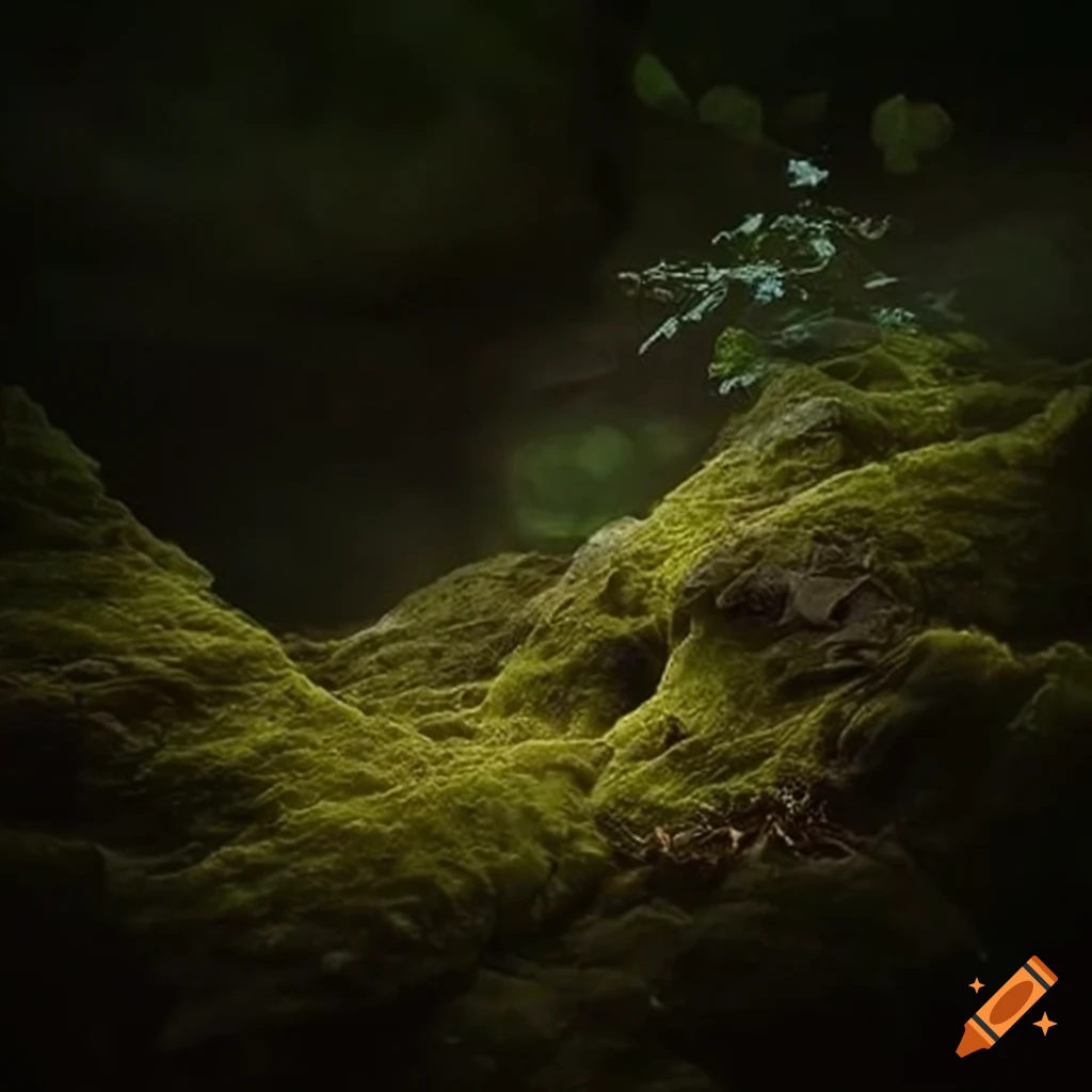 Smooth, mossy and moist earthy mass outside on Craiyon