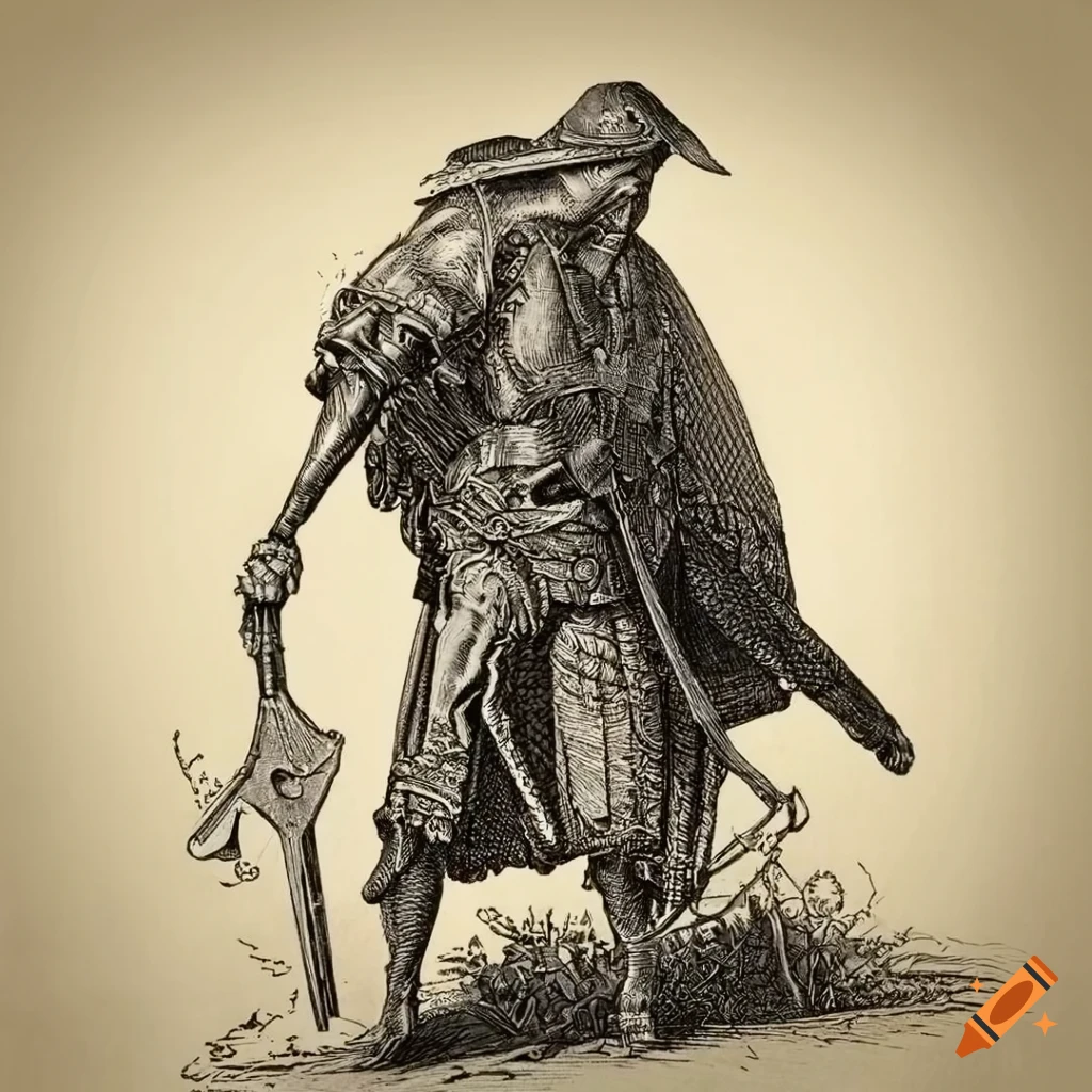 Illustration of fantasy weapons in a forest on Craiyon